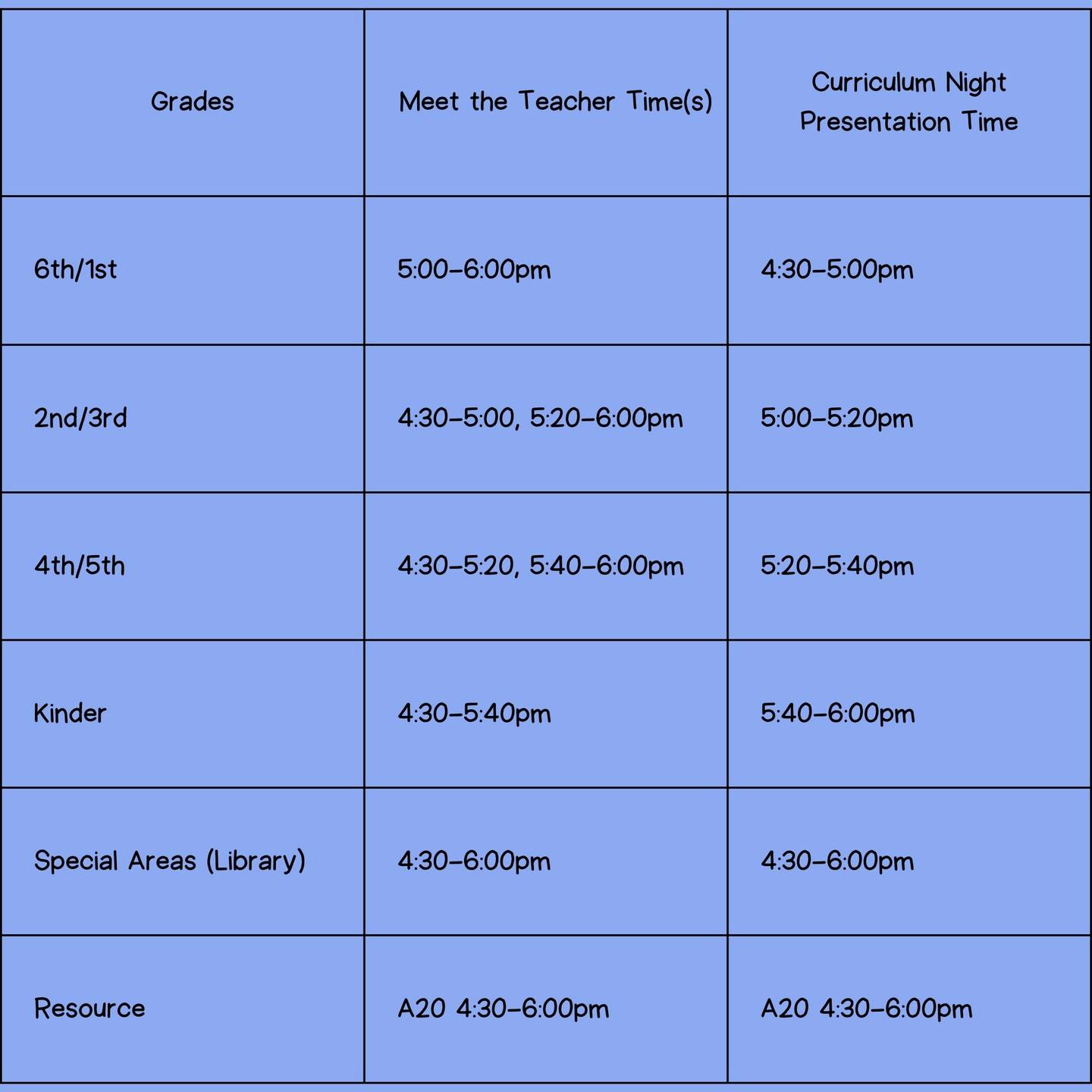 Meet the Teacher/Curriculum Night - Patterson PTO